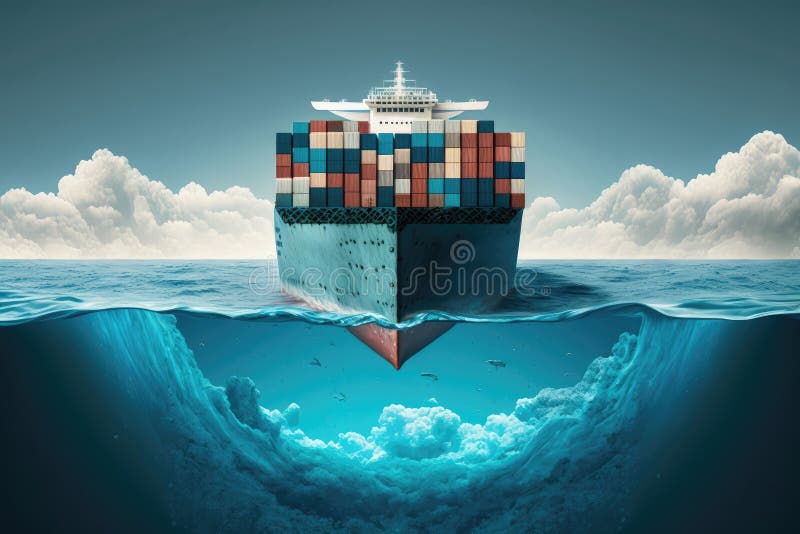 Big Cargo Container Ship in the Sea. Generative AI Stock Illustration ... Big Cargo Container Ship in the Sea. Generative AI Stock Illustration ...