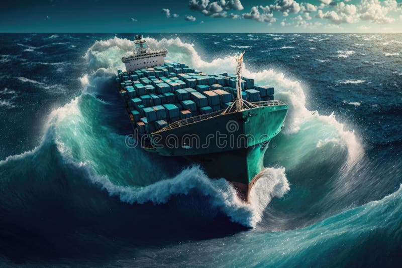Big Cargo Container Ship in the Stormy Sea. Generative AI Stock ... Big Cargo Container Ship in the Stormy Sea. Generative AI Stock ...