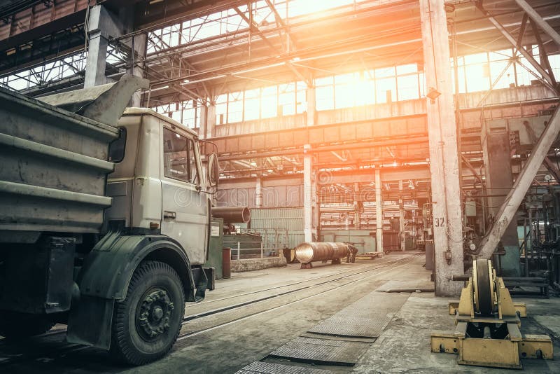 Cargo Freight Train Wagons Go on Railroad in Industrial Zone with ...