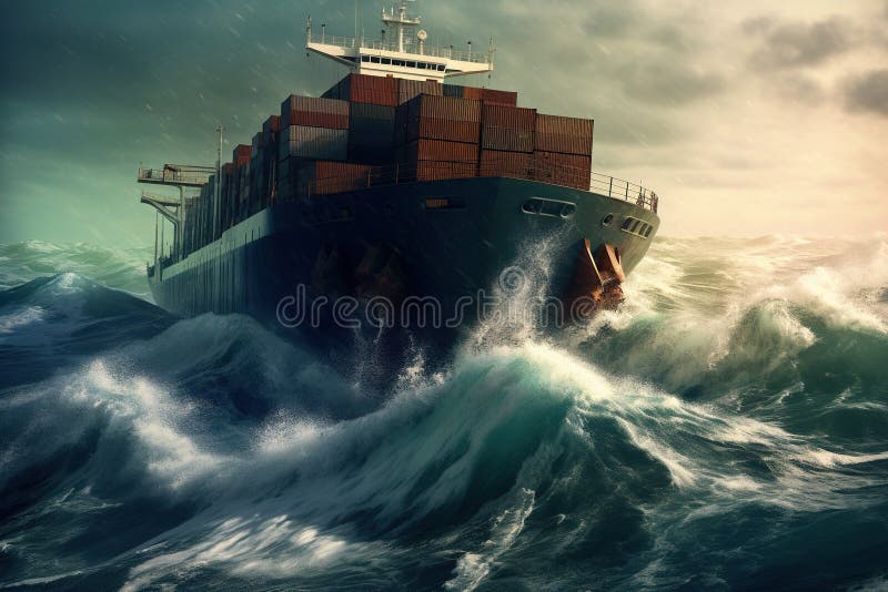 A Big Cargo Ship Going through the Ocean, Concept of Transportation ...