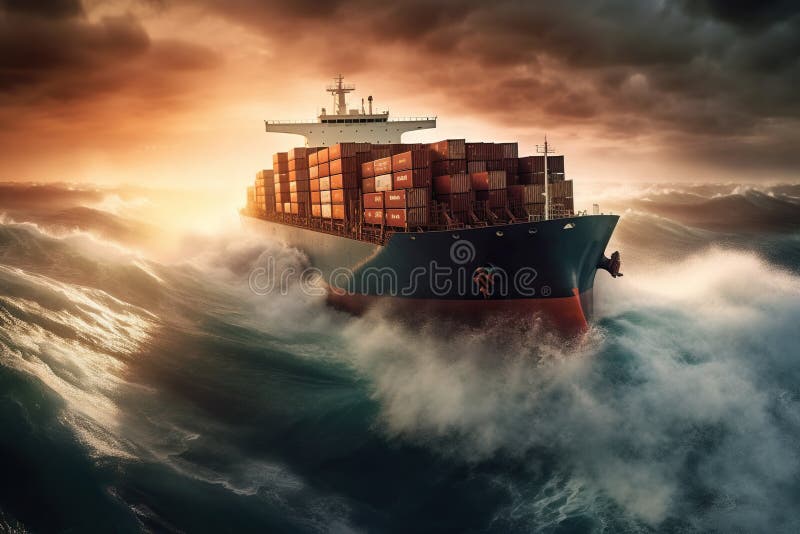 A Big Cargo Ship Going through the Ocean, Concept of Transportation ...