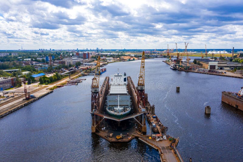 Big Cargo Ship in the Port in Riga, Latvia Editorial Image - Image of ...