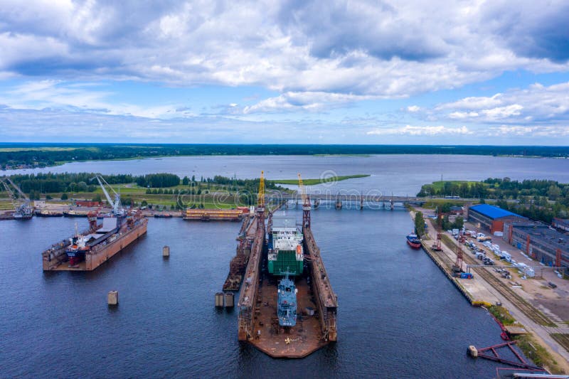 Big Cargo Ships in the Port in Riga, Latvia Editorial Stock Image ...