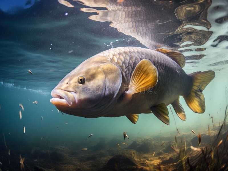 Ai Generated Illustration Wildlife Concept of Big Carp (Cyprinus Carpio ...