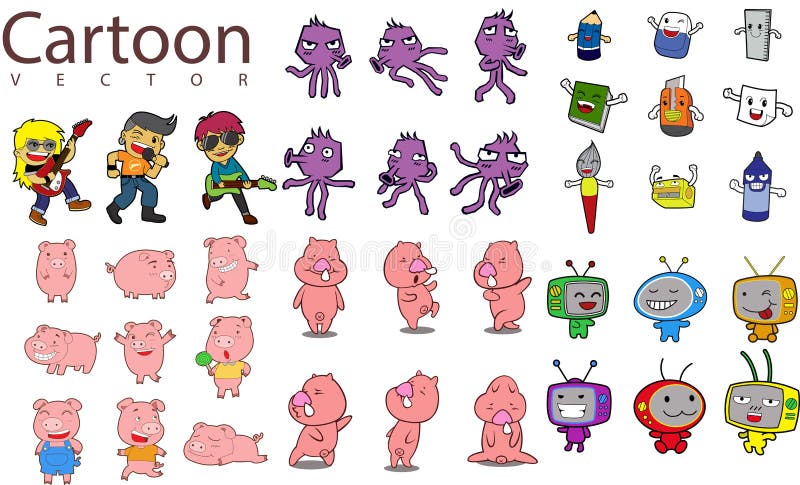 Big cartoon set stock vector. Illustration of buffalo - 44803994