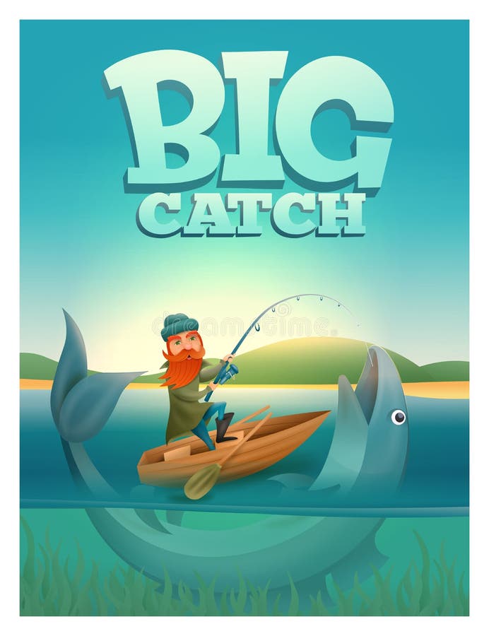 Big Catch Concept Poster Card Stock Illustrations – 9 Big Catch Concept ...