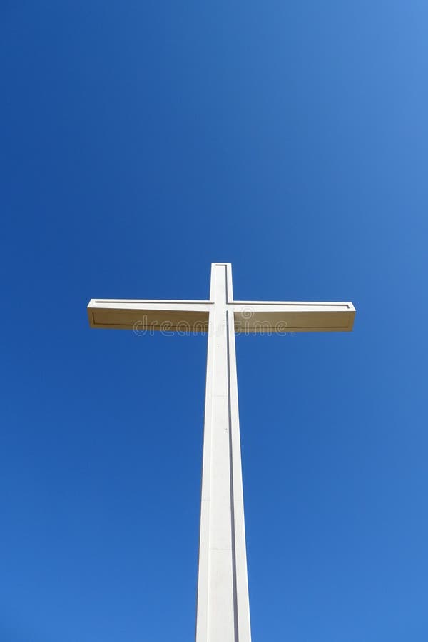 Big Catholic Cross with Blue Sky Stock Image - Image of white ...
