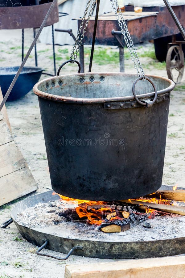 A Big Cauldron for Cooking Over the Fire at the Nature during a Hiking ...