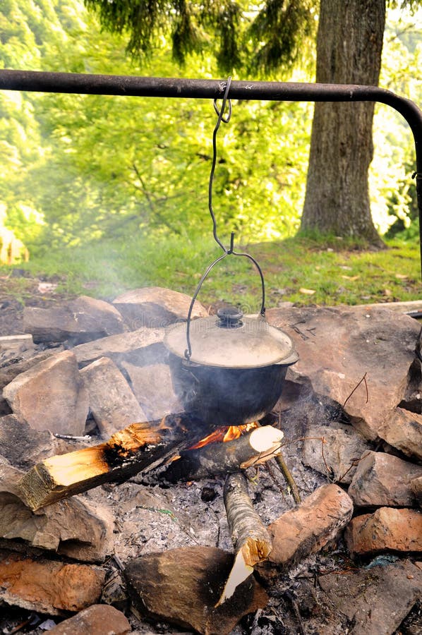 Cauldron on fire stock photo. Image of outdoor, heat - 29980644