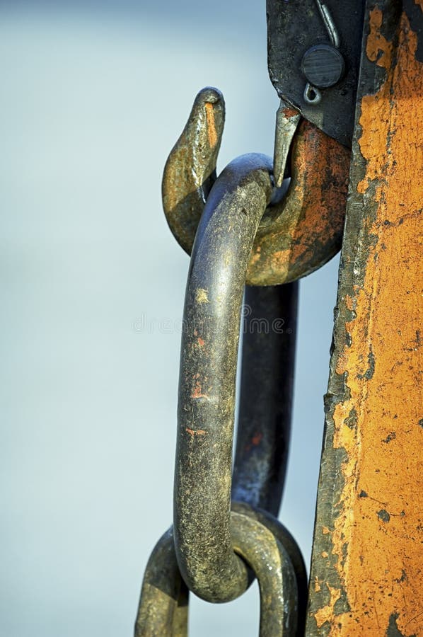 Big chain and hook stock image. Image of metal, rusty - 34902241