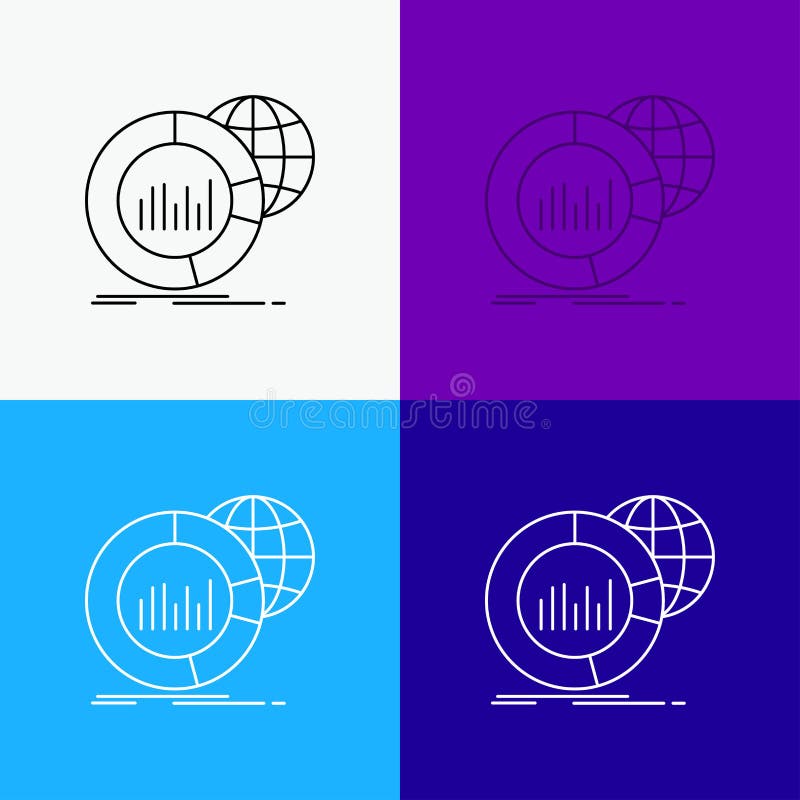 Big, Chart, Data, World, Infographic Icon Over Various Background. Line ...