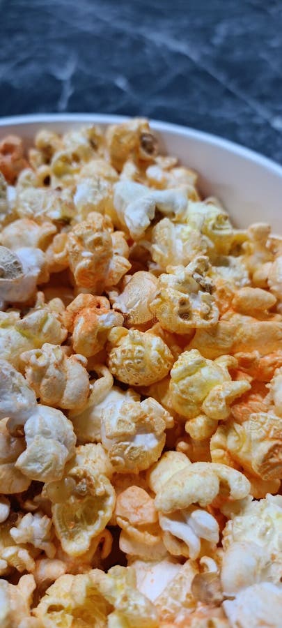 Big Cheese Popcorn in a Glass on the Table Stock Image - Image of glass ...