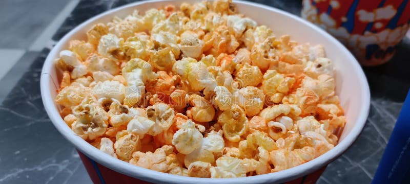Big Cheese Popcorn in a Glass on the Table Stock Photo - Image of snack ...