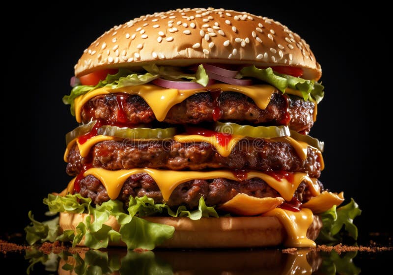 Big Cheeseburger. Traditional Fast Food Stock Illustration ...