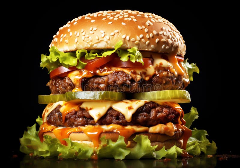 Big Cheeseburger. Traditional Fast Food Stock Illustration ...