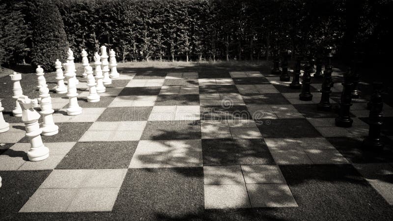 Giant Chess on the Board Located on the Ground Stock Image - Image of ...