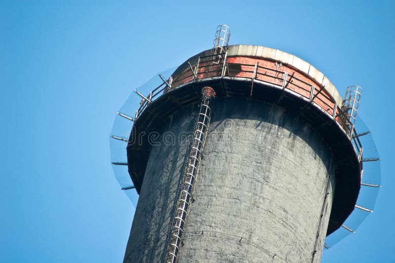 Big Chimney with Ladder and Light Stock Photo - Image of environment ...