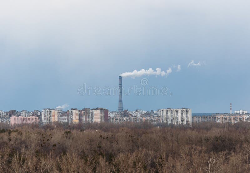 Big Chimney in the Middle of a City Stock Image - Image of house ...