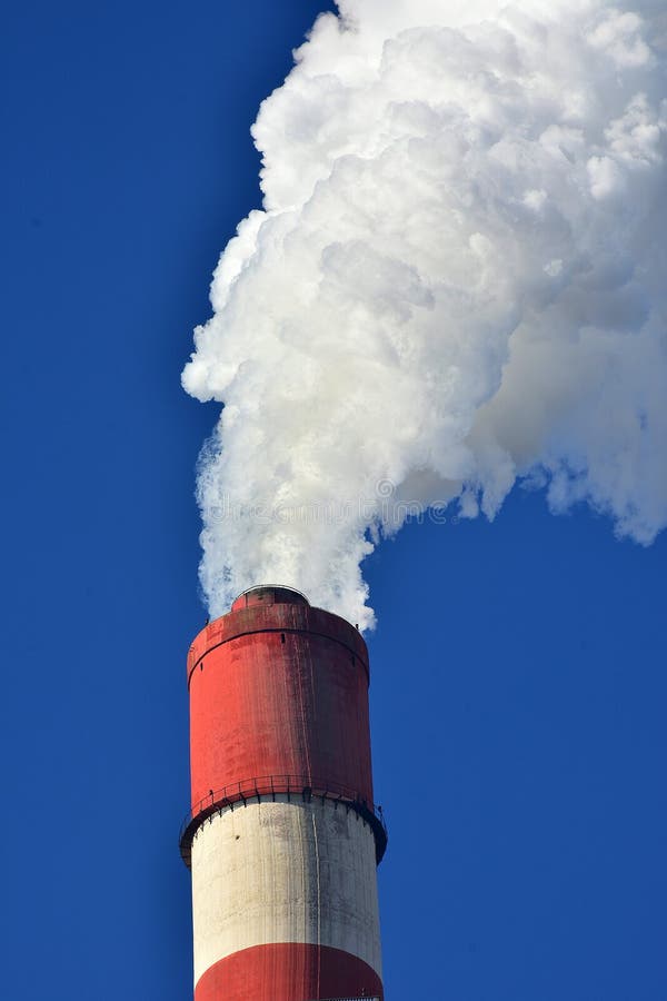 Chimney Of Thermal Power Plants. Gas Turbine Electrical Power Plant At ...