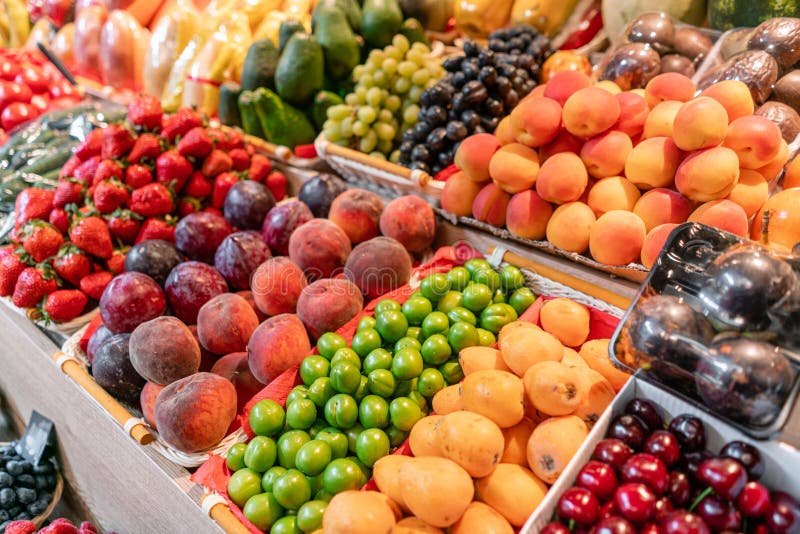 Big Choice Of Fresh Fruit And Vegetable Market Various Colorful Fresh