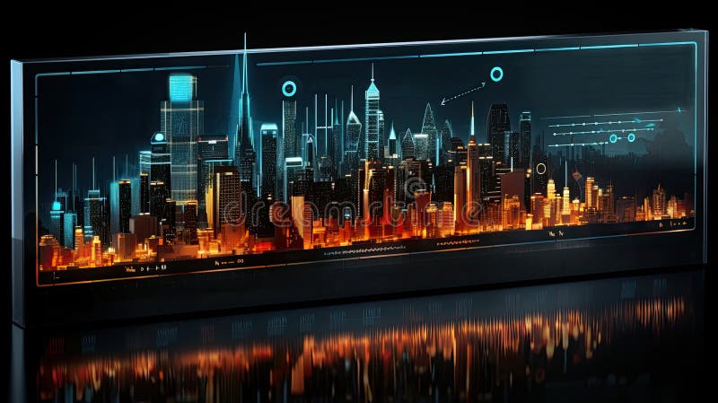 Big City, Big Data, Big Data Display Stock Illustration - Illustration ...