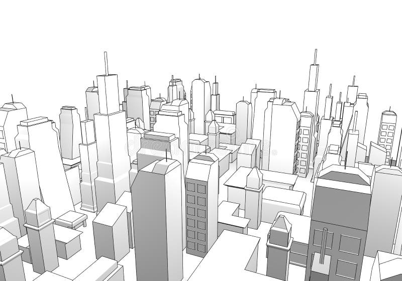 Big city draw stock illustration. Illustration of render - 54819247