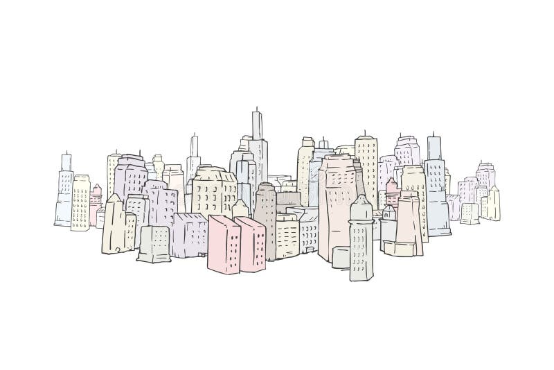 Big city hand draw style stock vector. Illustration of design - 277573274