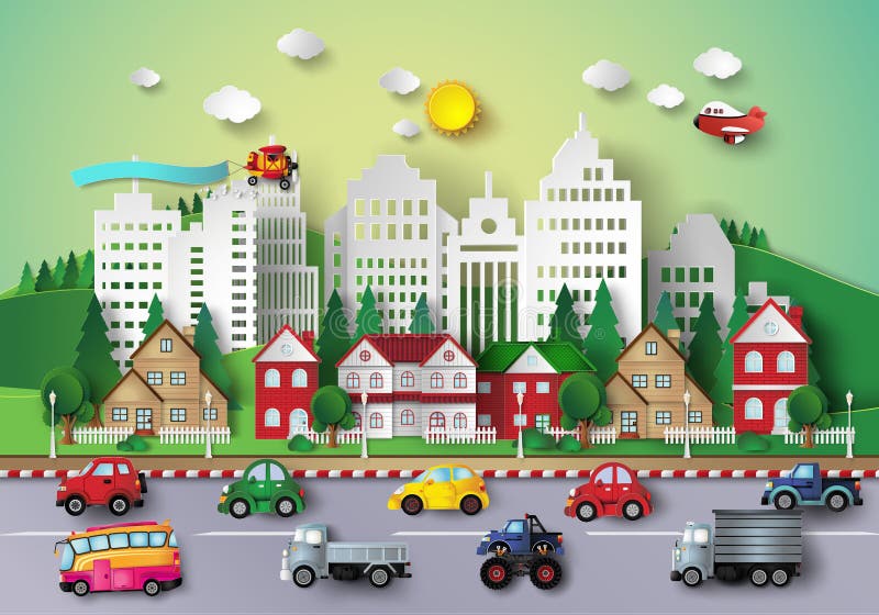 City Life Scene with Bus Stop Stock Vector - Illustration of colorful ...