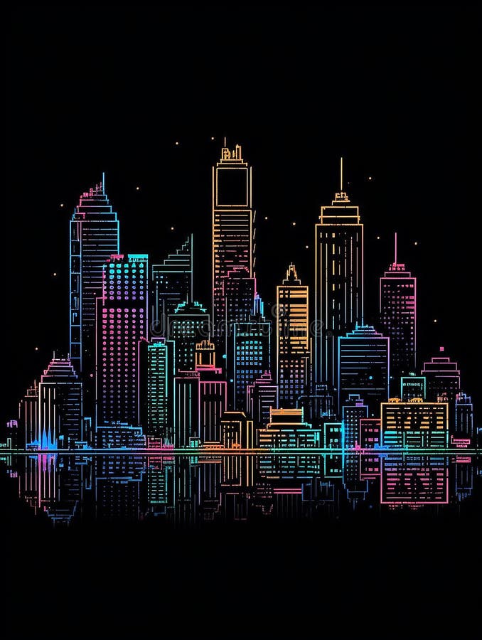 Big City Lights at Night Illustration, Created with Generative AI ...