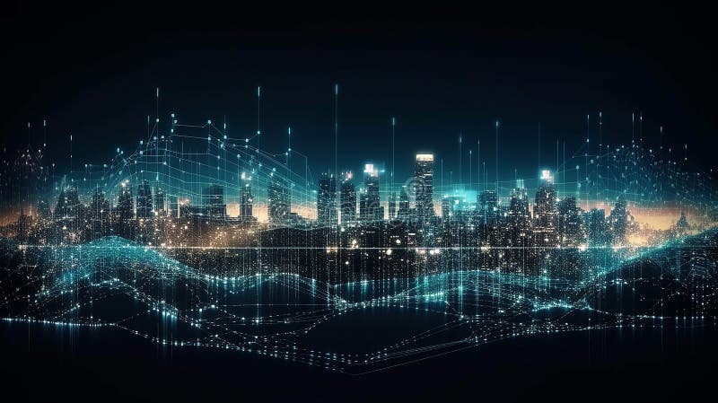 Big City Lights at Night Illustration, Created with Generative AI ...