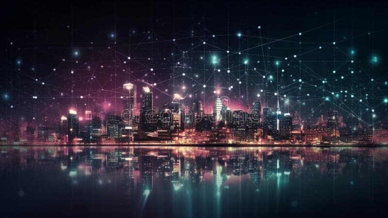 Big City Lights at Night Illustration, Created with Generative AI ...