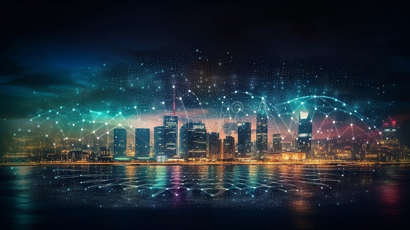 Big City Lights at Night Illustration, Created with Generative AI ...