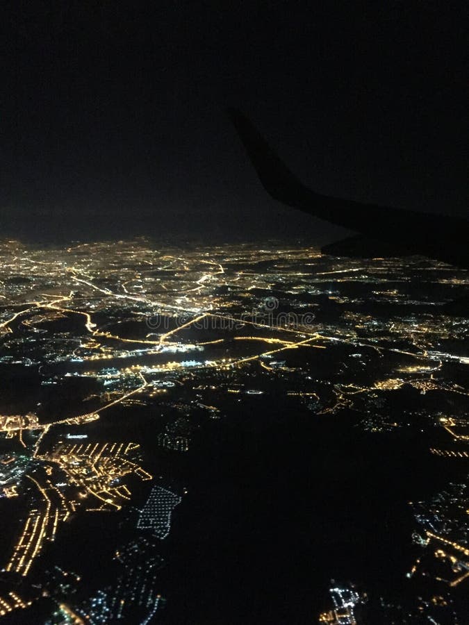 Big City Lights from the Plane Stock Image - Image of view, lights ...