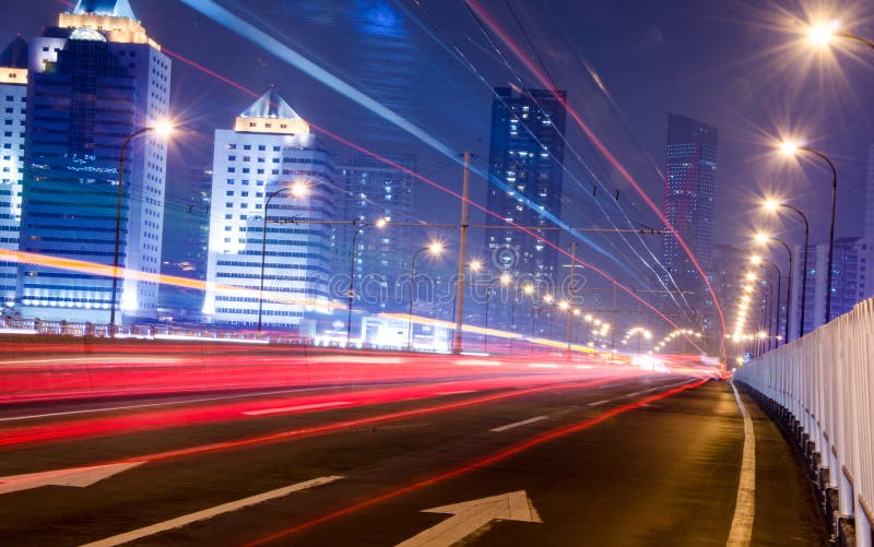 Big City Road Car Lights at Night Stock Photo - Image of background ...
