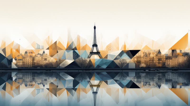 Big City Skyline Colorful Poster on Beautiful Triangular Texture ...