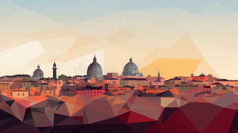 Big City Skyline Colorful Poster on Beautiful Triangular Texture ...