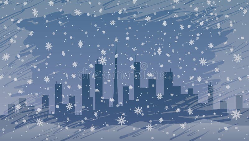 Big City in the Winter in the Snow. Stock Illustration - Illustration ...