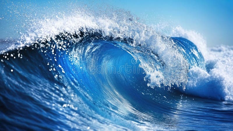 Big Clear Blue Water Wave AI Generated Stock Image - Image of landscape ...