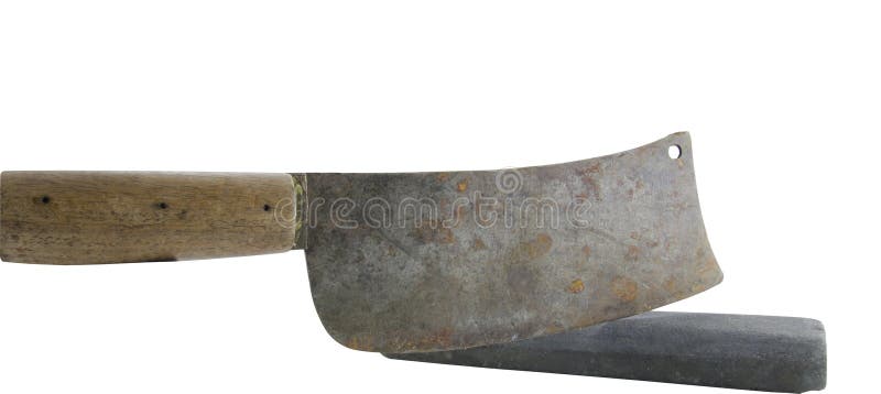 Big cleaver with hone stock image. Image of chrome, blade - 39034075