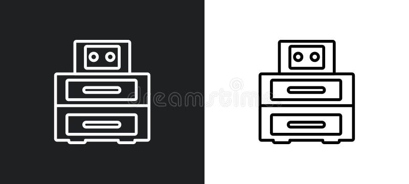 Big Clo Outline Icon in White and Black Colors. Big Clo Flat Vector ...