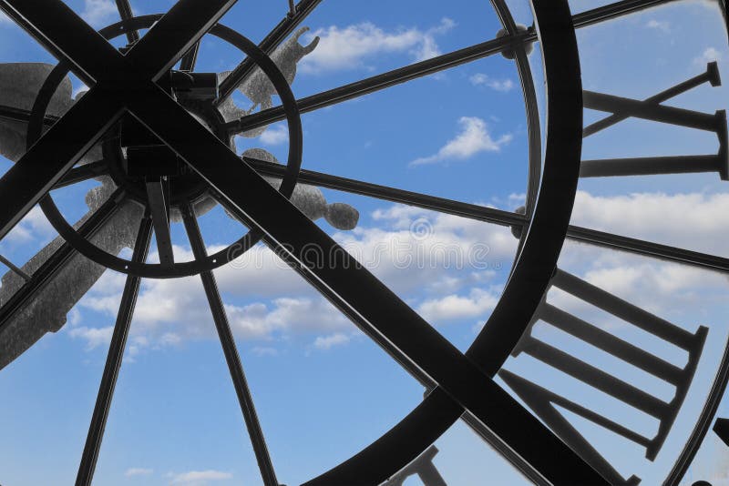 Big Clock Against the Blue Sky. the Concept of Running Time Stock Photo ...