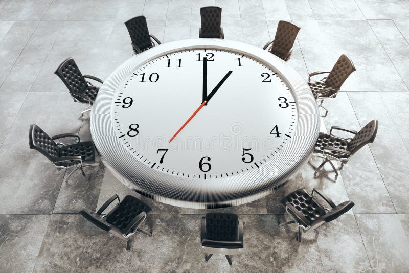 Big clock conference table stock illustration. Illustration of idea ...