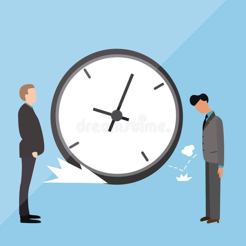 Big Clock Late Arrive at Office Boss Angry Blamed Stock Vector ...
