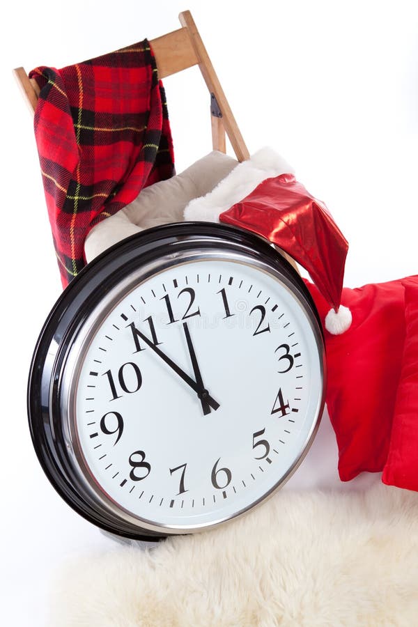 Big Clock on White Background Stock Photo - Image of christmas, minute ...