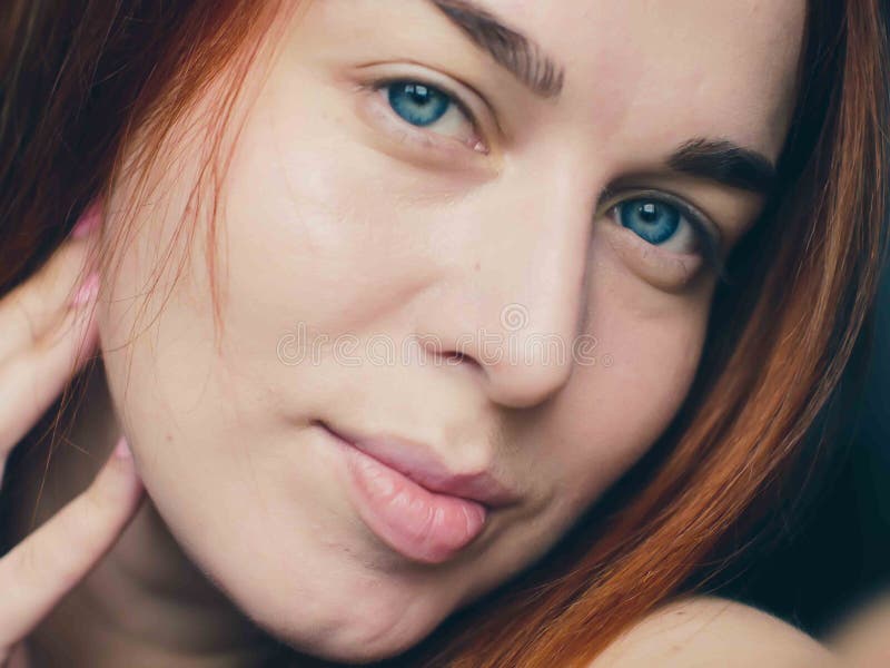 Big Close Up of Red-haired Woman`s Face Stock Image - Image of portrait ...