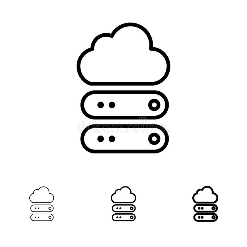 Big, Cloud, Data, Storage Bold and Thin Black Line Icon Set Stock ...