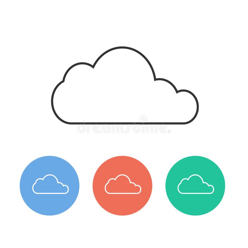Big Cloud Flat Four Color Minimal Icon Set. Vector Stock Vector ...