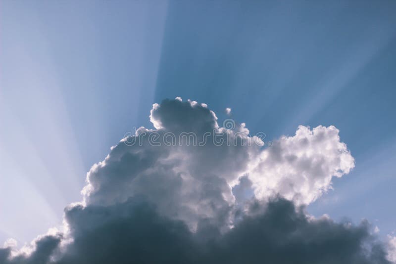 Big clouds with sun ray stock photo. Image of beam, natural - 92514482