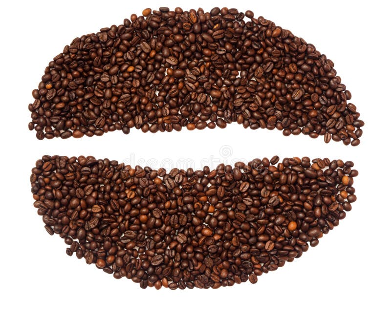 Big Coffee Bean Shape Made of Coffee Beans Isolated on White Background ...