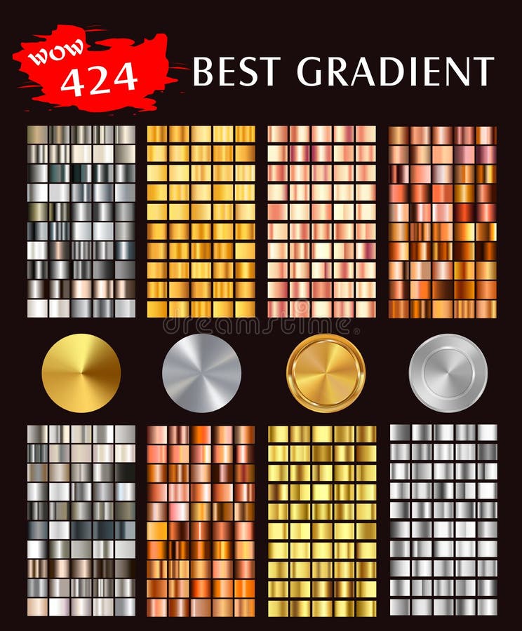 Big Collection Colorful Metallic Gradients. Stock Vector - Illustration ... Big Collection Colorful Metallic Gradients. Stock Vector - Illustration ...